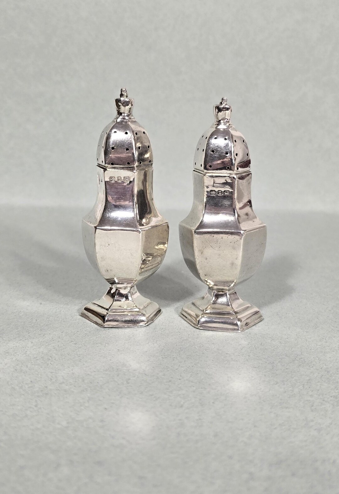 Antique Victorian Walker & Hall Sterling Silver Salt and Pepper Shakers ...