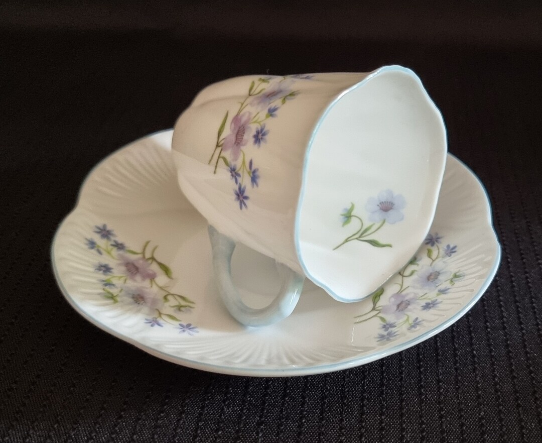 Vintage Shelley Blue Rock 13591 Tall Dainty Demitasse Cup and Saucer ...