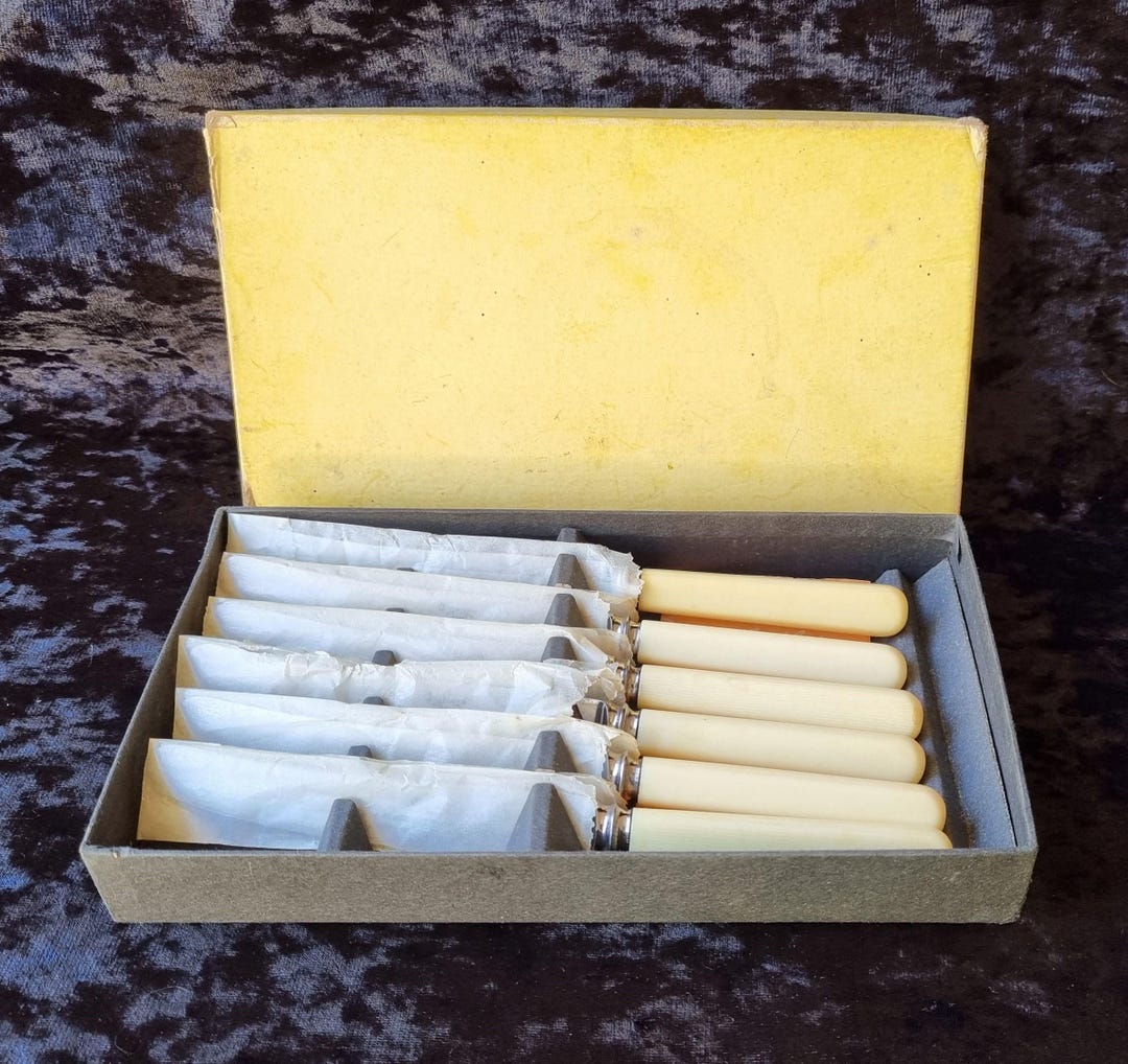 Vintage James Dixon Sheffield Boxed Set of Six Faux Bone Handled Tea ...