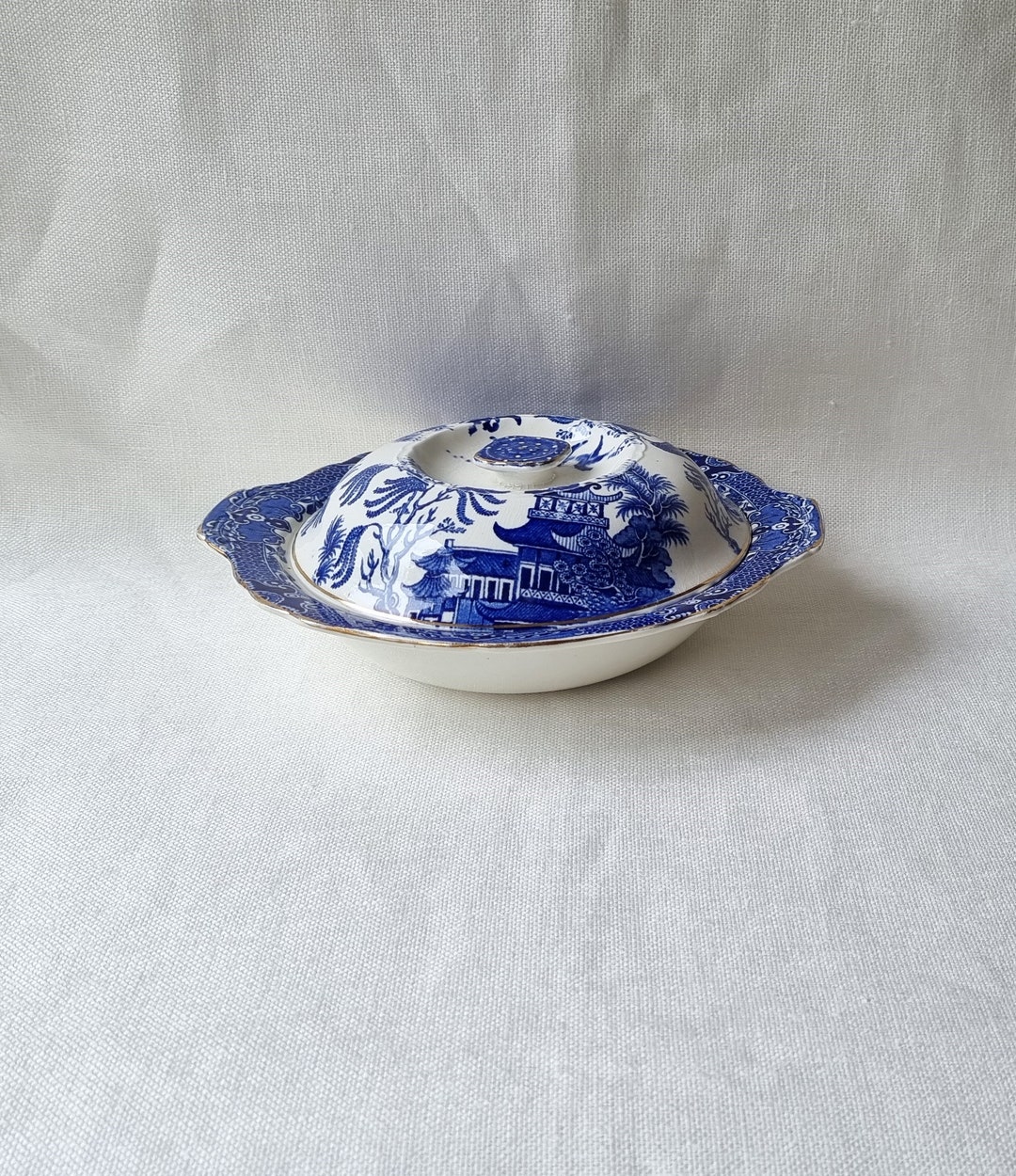 Vintage Art Deco Burleigh Ware Willow Pattern Blue & White - Etsy