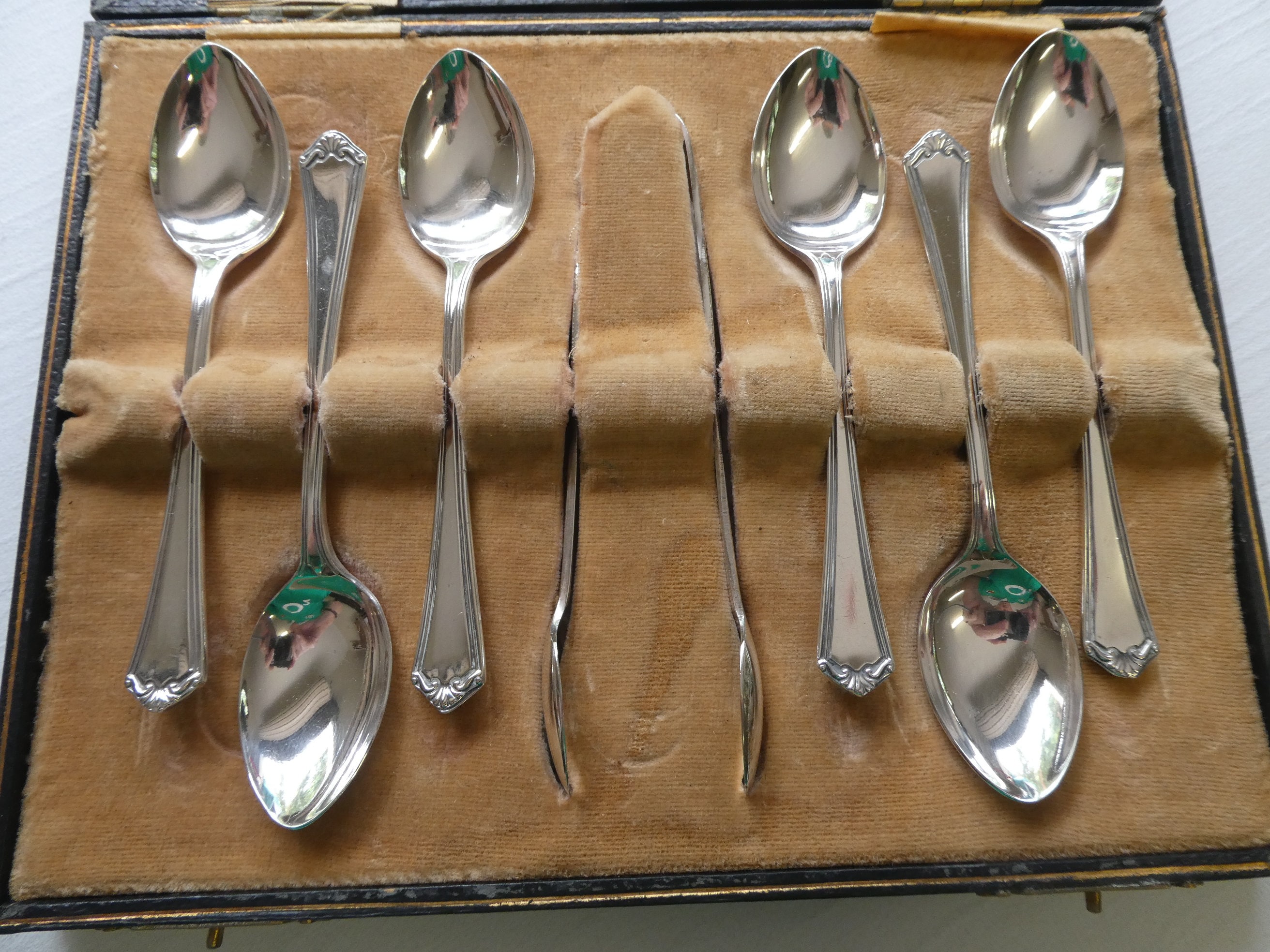 Vintage Art Deco Cased Set James Dixon Sheffield Six EPNS Teaspoons and ...