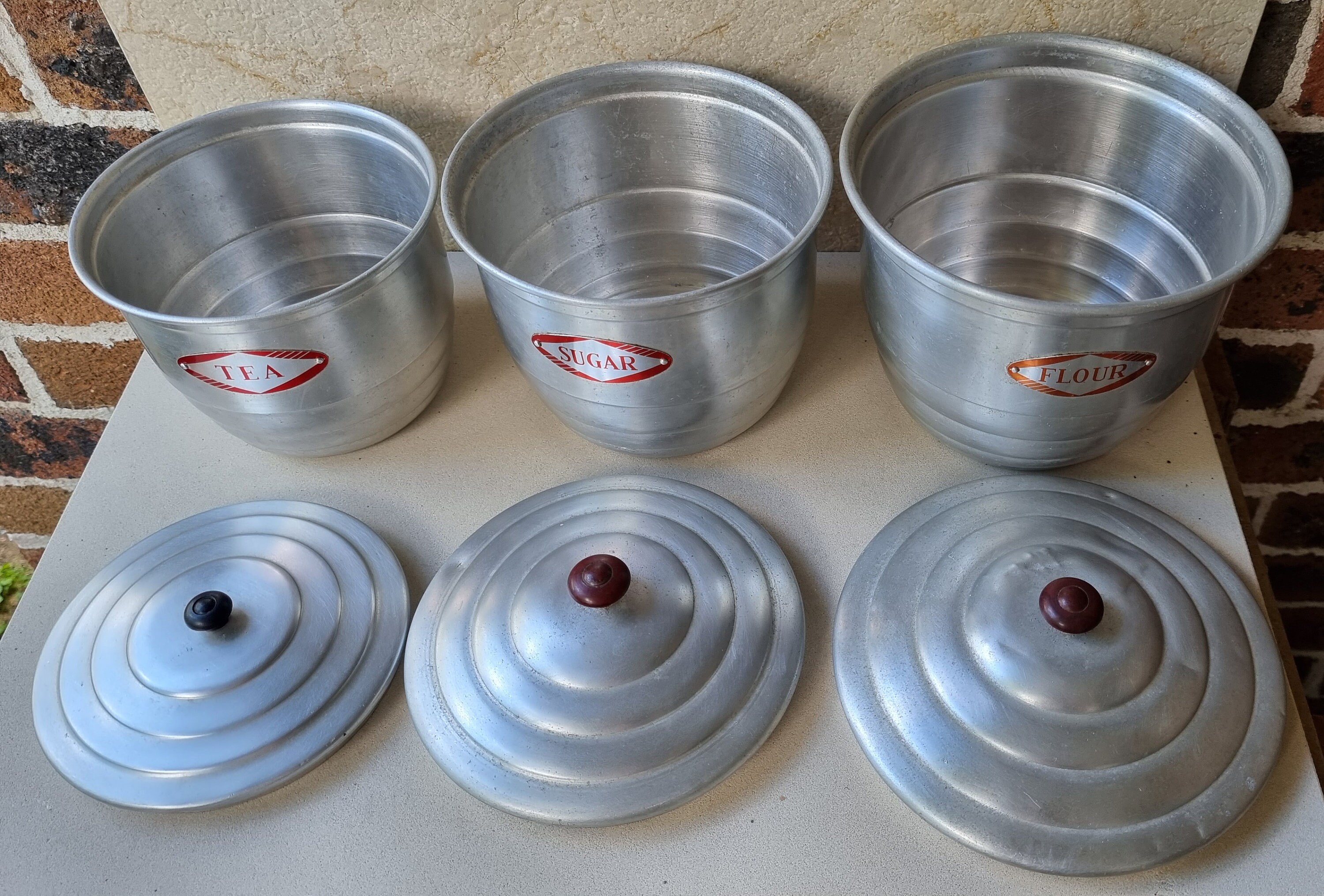Vintage Graduated Set of Five Aluminium Chef Kitchen Canisters - Etsy ...