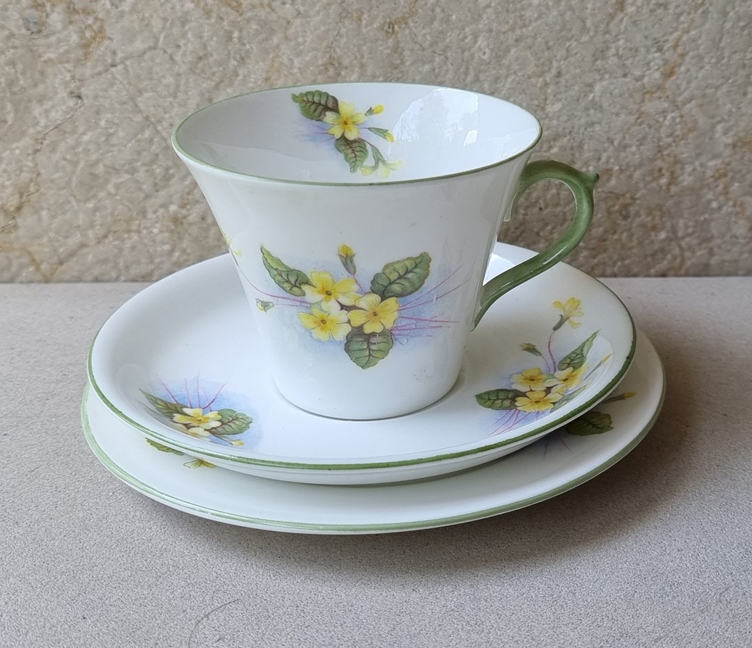 Vintage Shelley England Primrose Fine Bone China Trio 13430 - Etsy