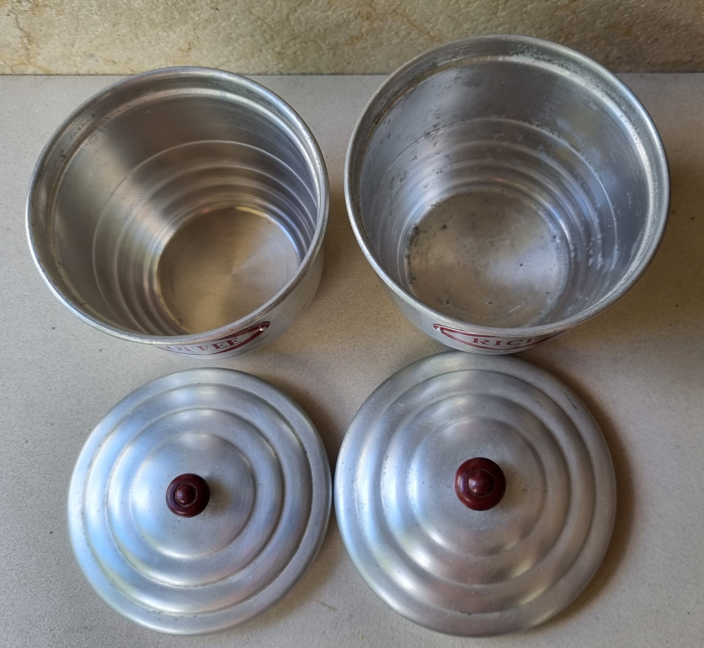 Vintage Graduated Set of Five Aluminium Chef Kitchen Canisters - Etsy