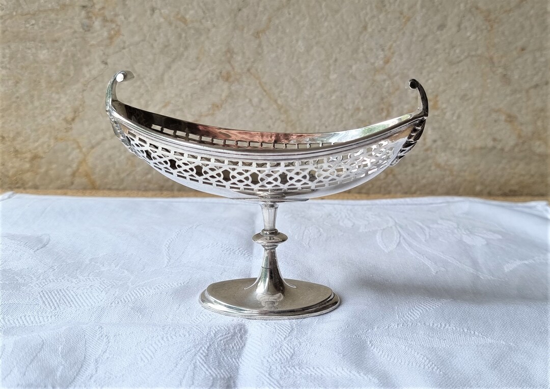 Antique HMSS Gondola Form Footed Bon Bon Basket Trinket Dish ...
