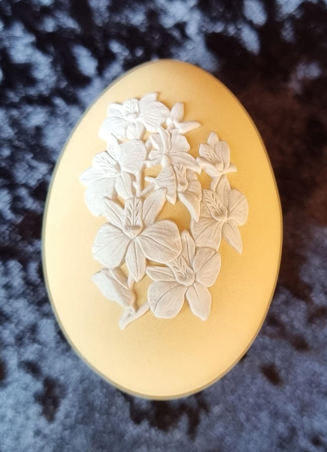 Rare Vintage Wedgwood Egg Trinket Box Cooktown Orchid Queensland Floral ...
