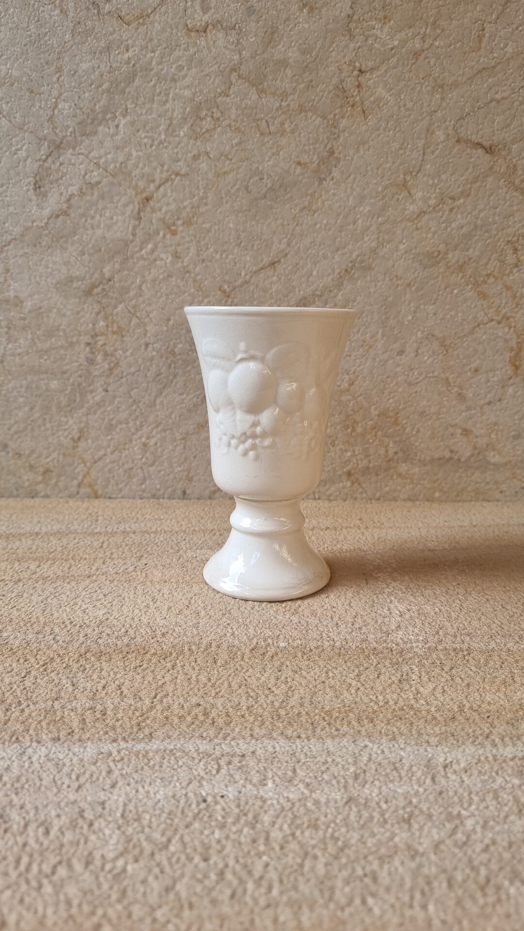 Vintage Royal Worcester Crown Ware off White Footed Vase Raised Fruit ...
