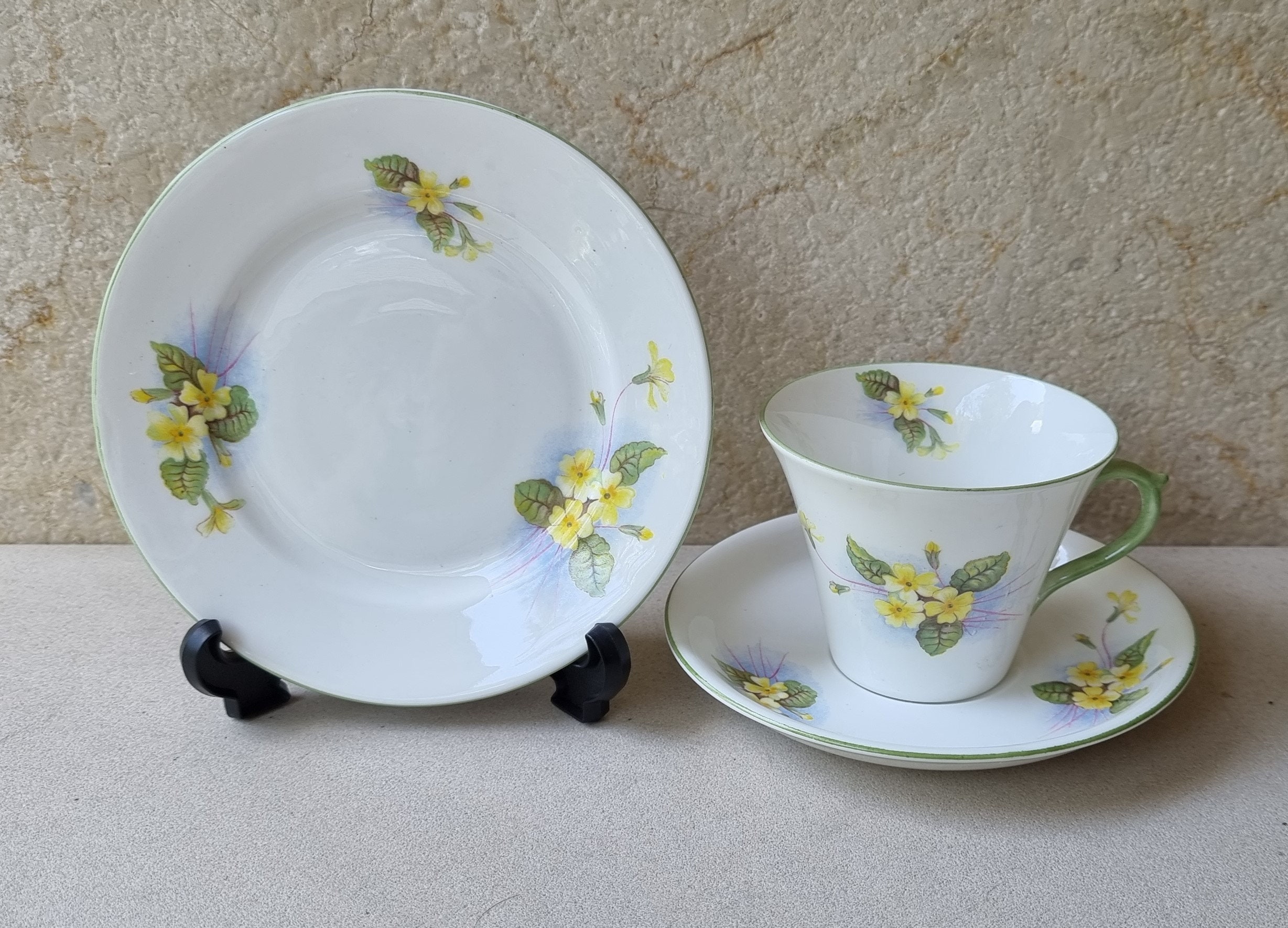 Vintage Shelley England Primrose Fine Bone China Trio 13430 - Etsy