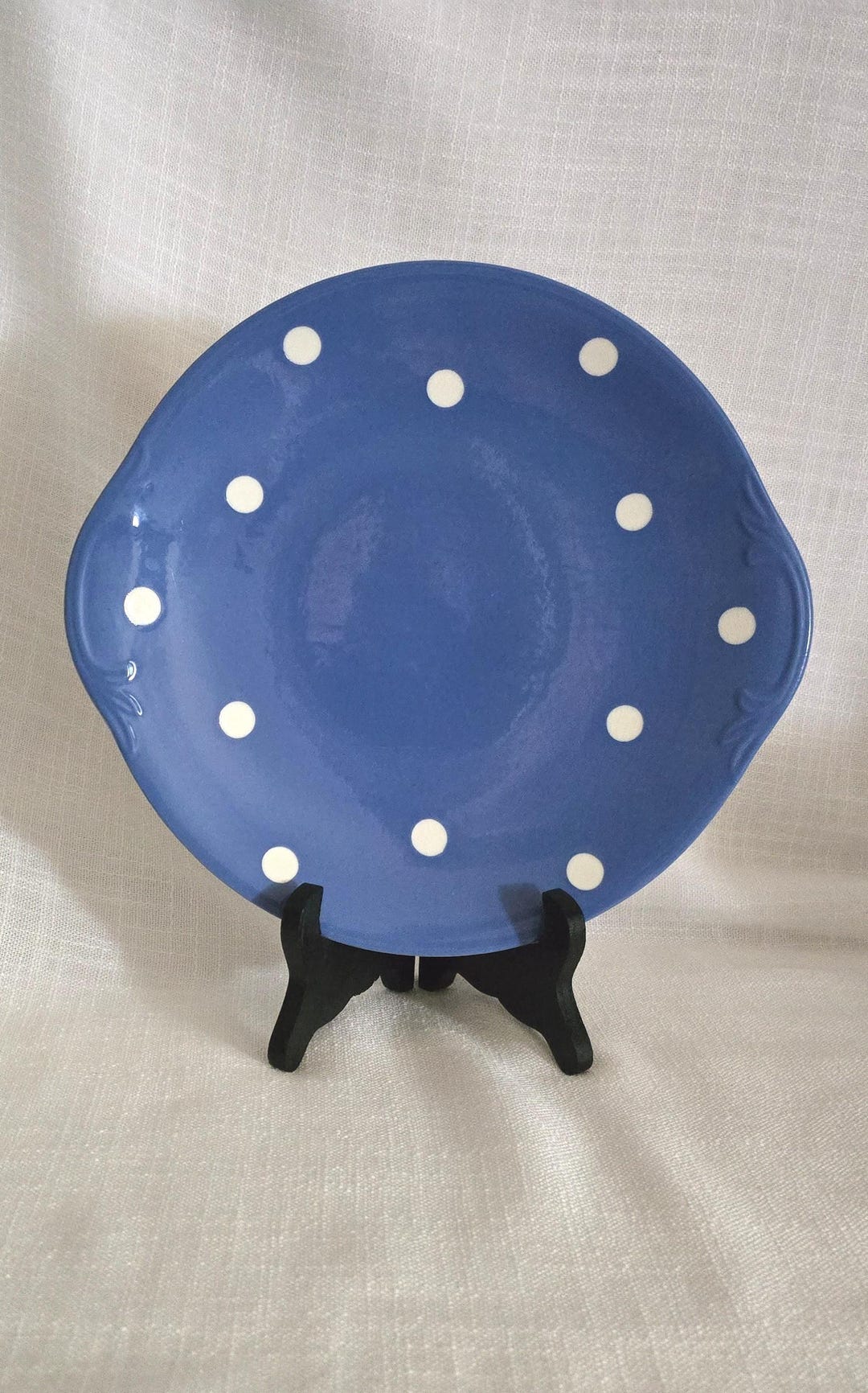 Rare Vintage TG Green Blue Domino Twin Handle China Cake Plate 1936 ...