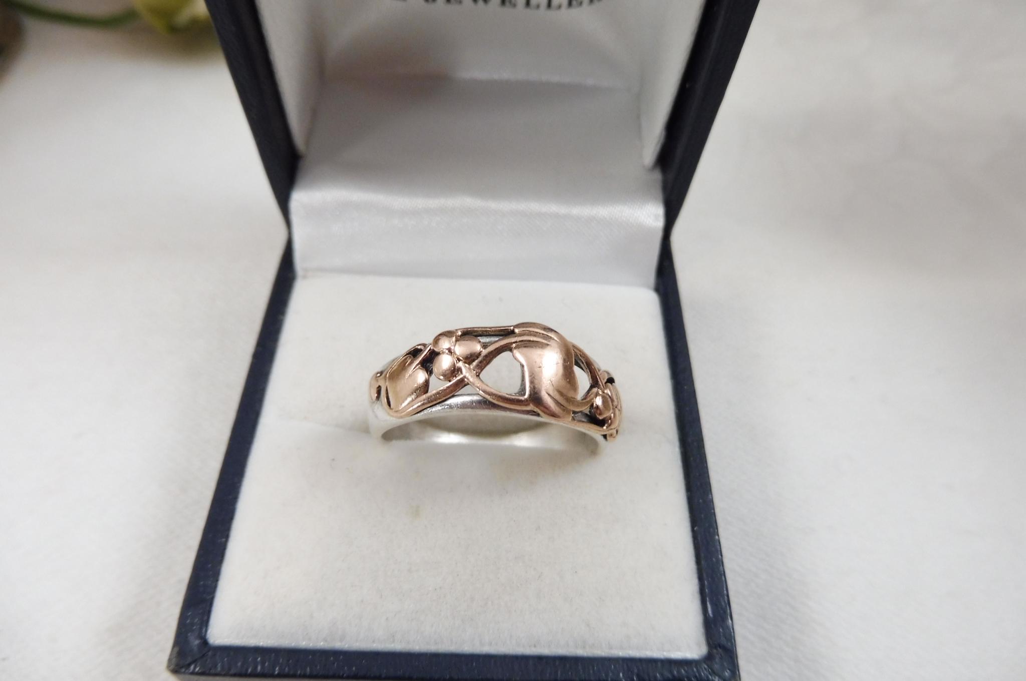Clogau Vintage Sterling 9k Rose Gold Welsh Tree of Life Wedding Ring Size Q 8.5