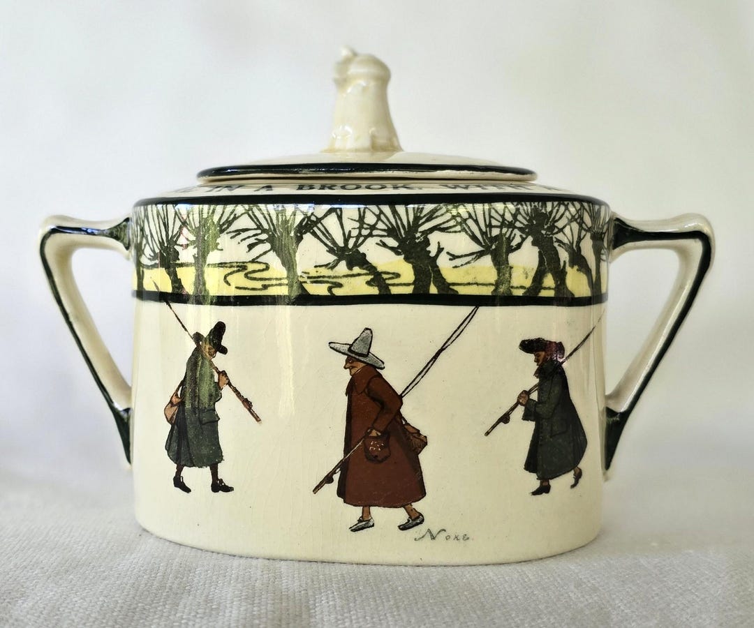 Antique 1905 Royal Doulton Isaac Walton Gallant Fishers Lidded Sugar ...