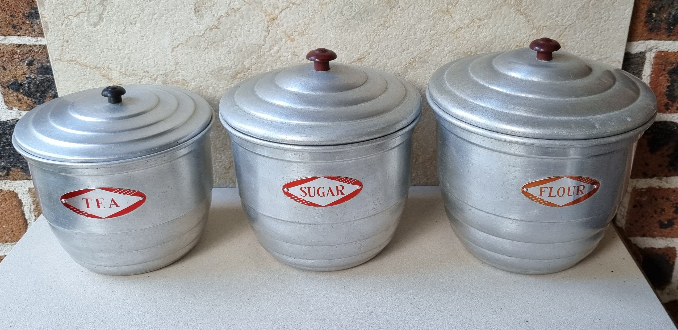 Vintage Graduated Set of Five Aluminium Chef Kitchen Canisters - Etsy