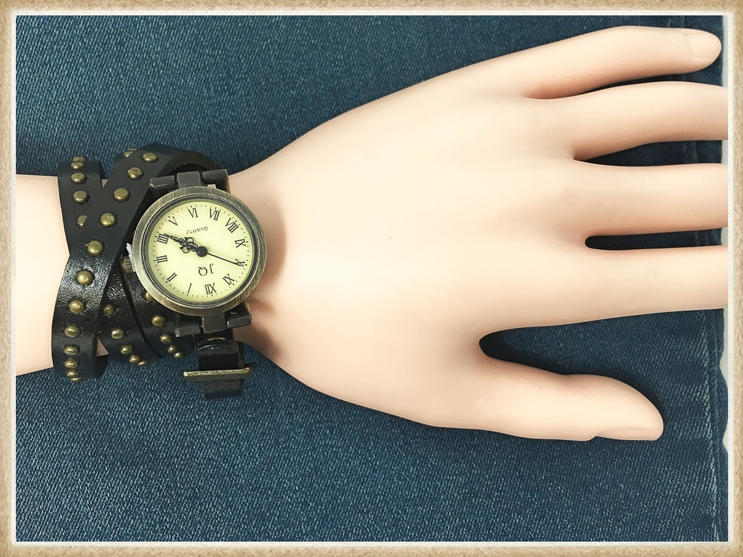 Brown Leather Wrapping Watch Bracelet, Multi Wraps Brown Watch and ...