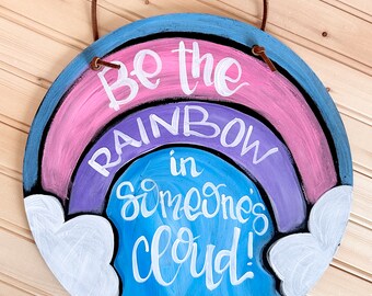 Rainbow Welcome Door Hanger Rainbow Door Decor Modern Door - Etsy