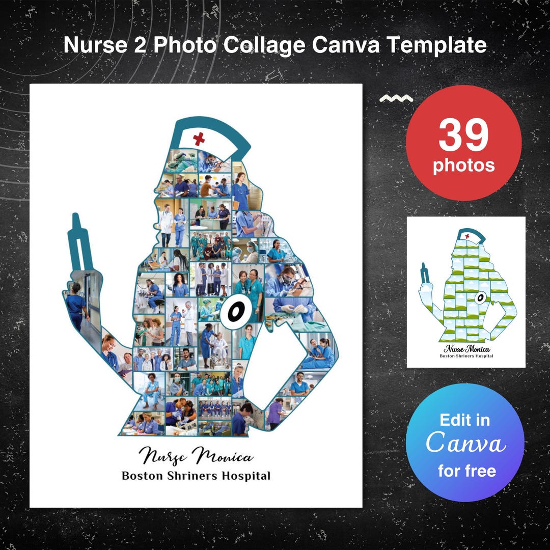 Personalized Nurse Photo Collage Template: Canva Gift (digital Download ...