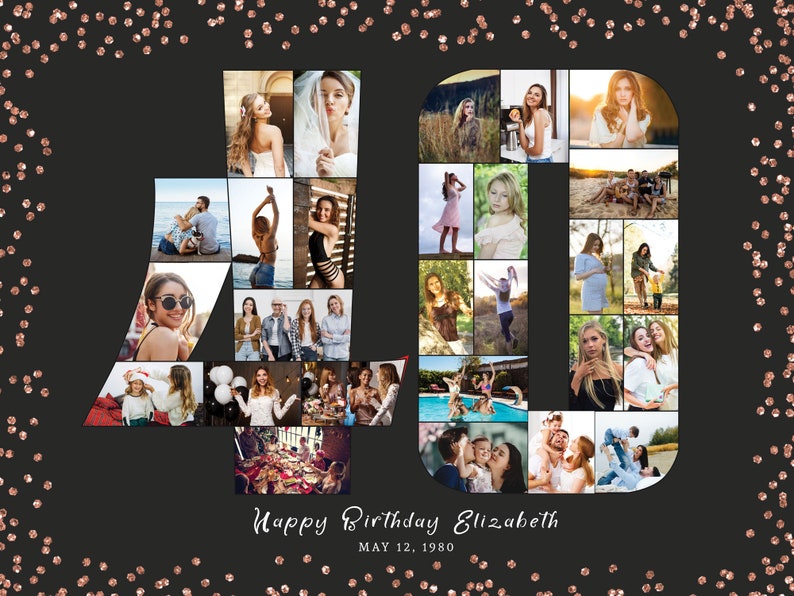 40th Birthday Photo Collage, 40th Birthday Gift, 40th Anniversary Gift ...