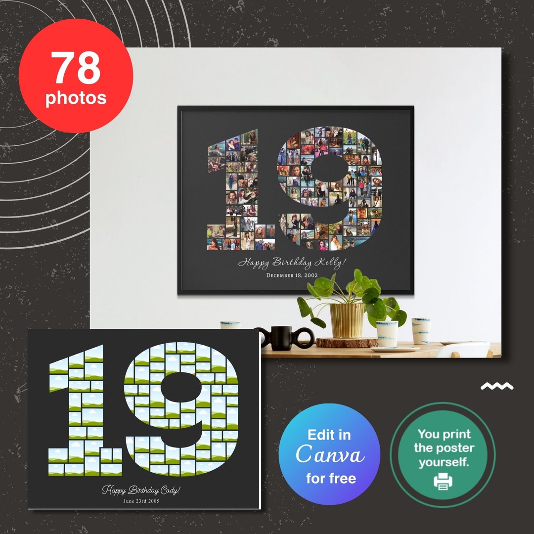 19 Year Anniversary Gift 19th Birthday Gift Photo Collage Canva ...