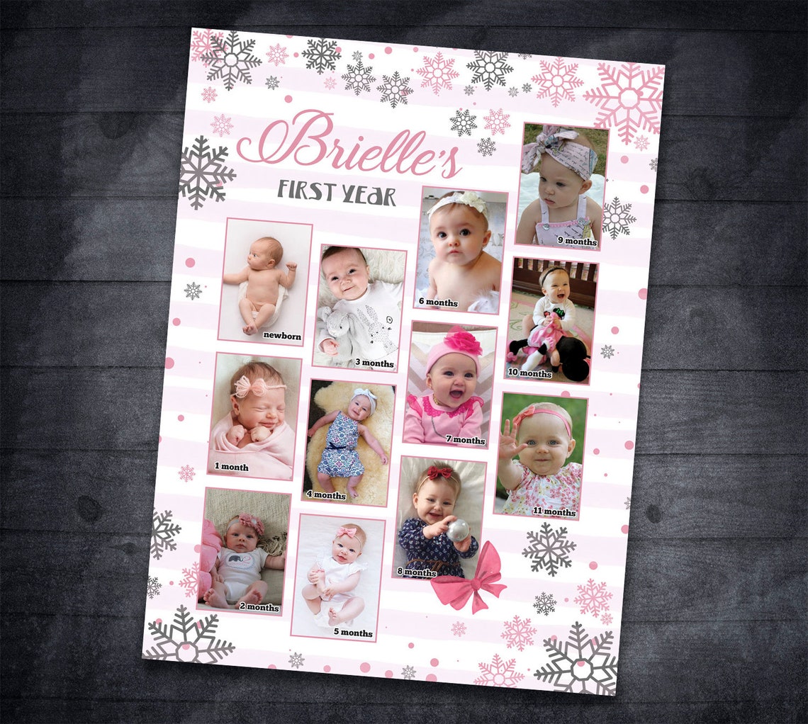 First 12 Months Collage 1st Birthday Photo Poster First Year Photo ...