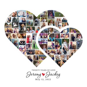 Double Heart Photo Collage, Gift for Boyfriend, Custom Photo Gifts ...