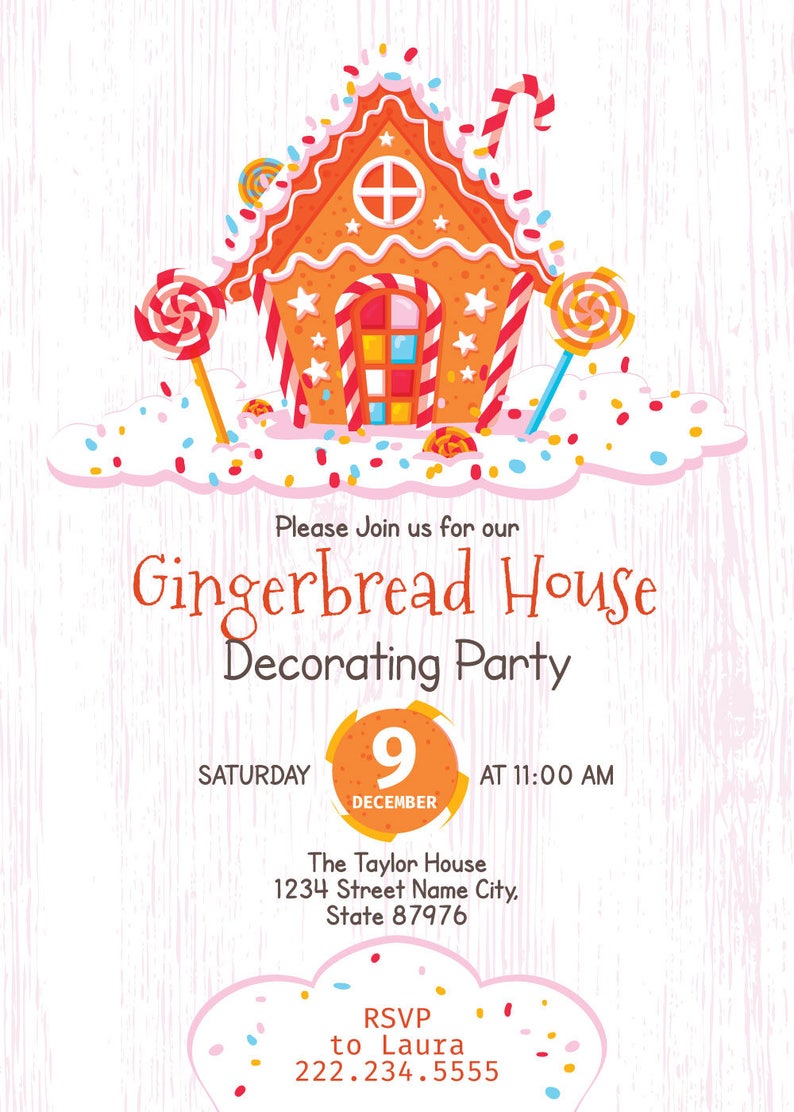 Gingerbread House Decorating Party Invite Holiday Invite - Etsy