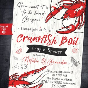 Crawfish Boil Engagement Party Invite, Crawfish Boil Couples Shower ...