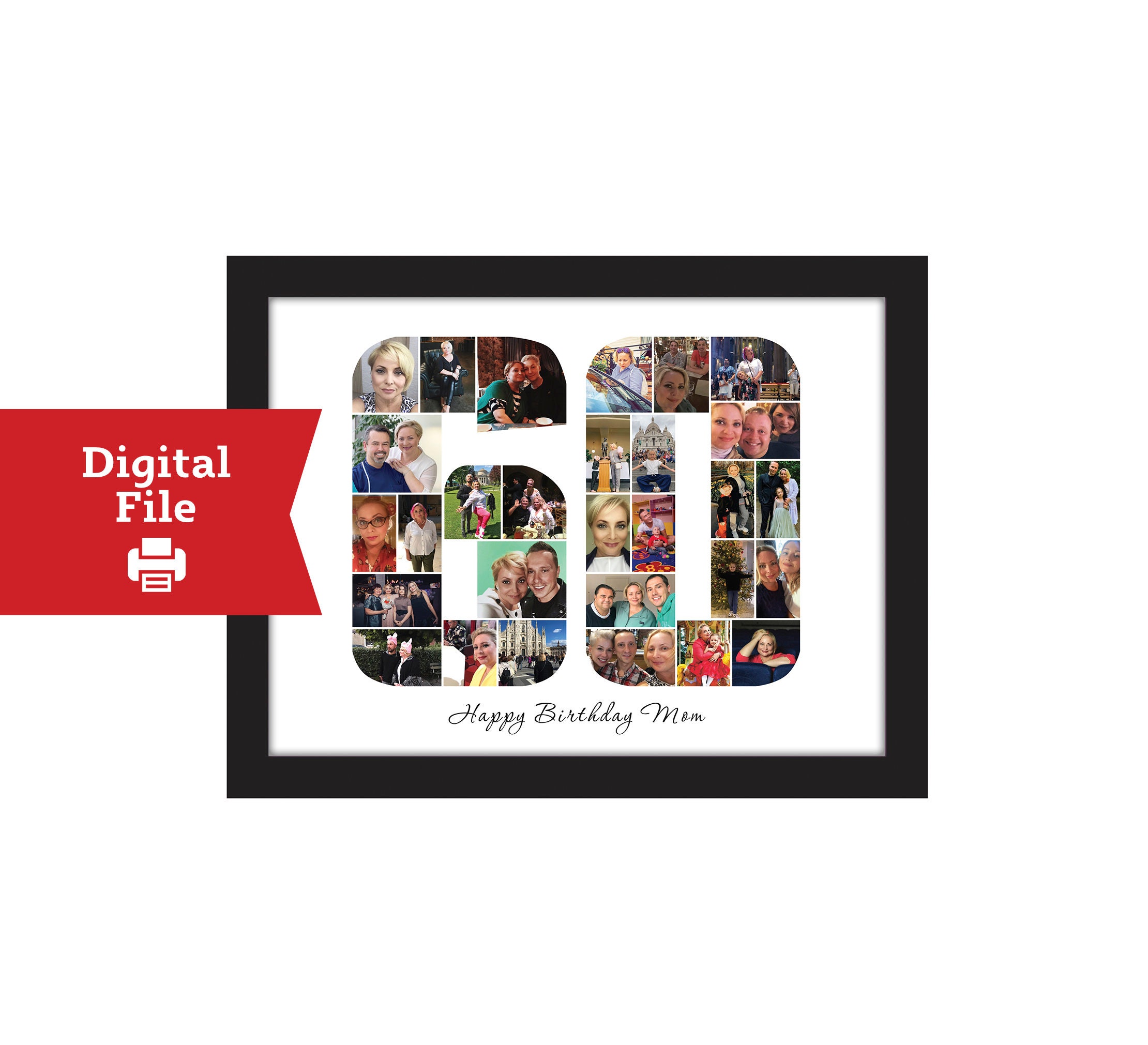 60th Birthday Photo Collage, 60th Birthday Gift, 60th Anniversary Gift ...