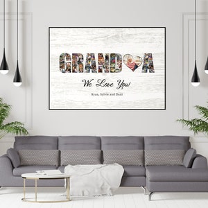 Wooden Background Grandma Photo Collage, Personalized Perfect Gift for ...