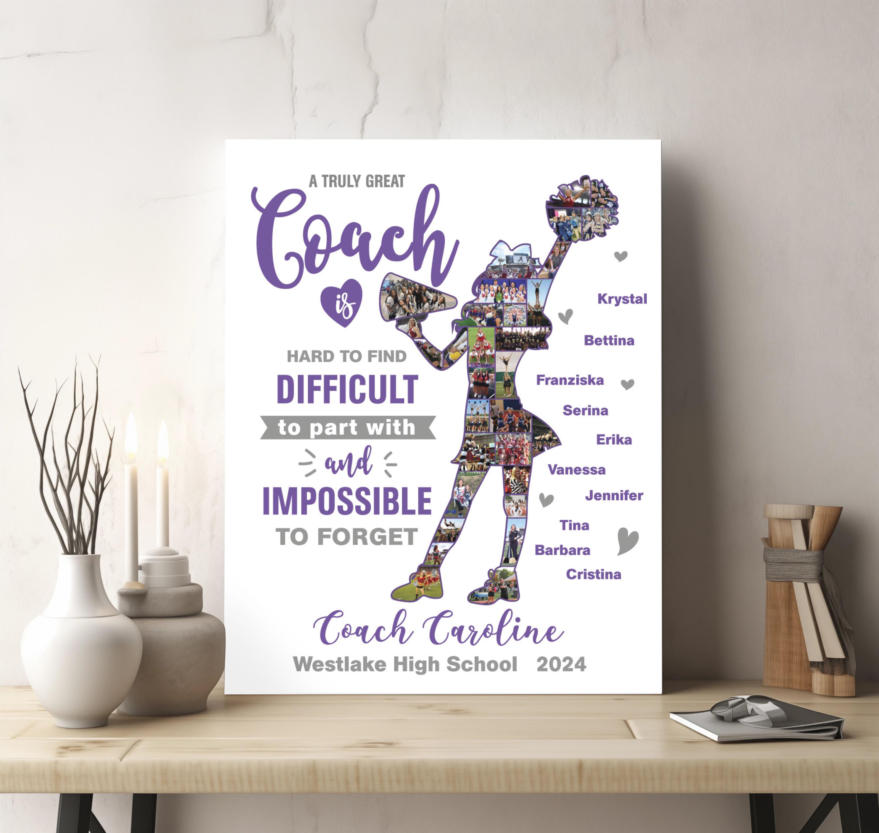 Cheer Coach Gift CUSTOM CANVAS Photo Collage Cheerleading Gifts Senior ...