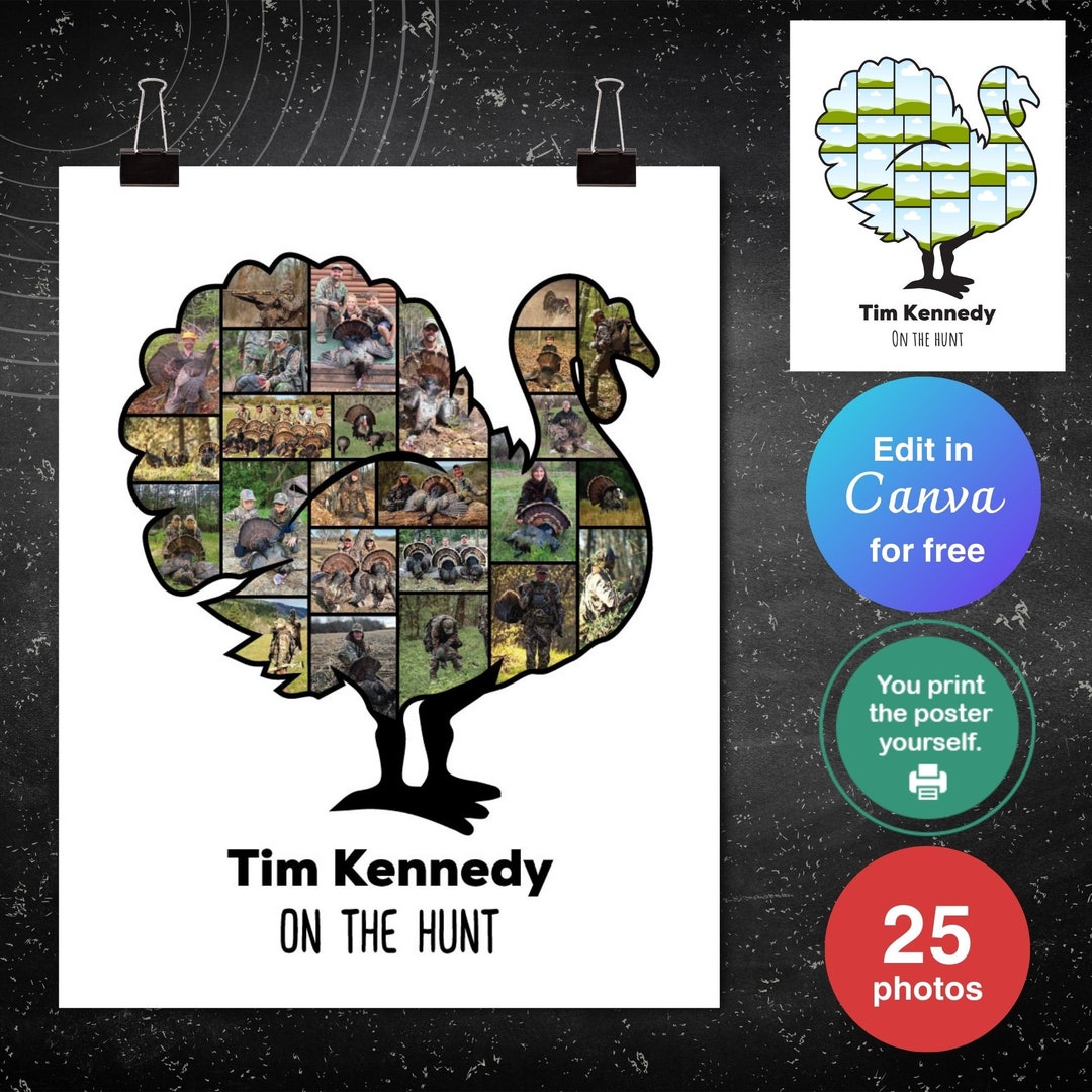 Turkey Hunting Photo Collage Canva Template Personalized Hunting Gift ...