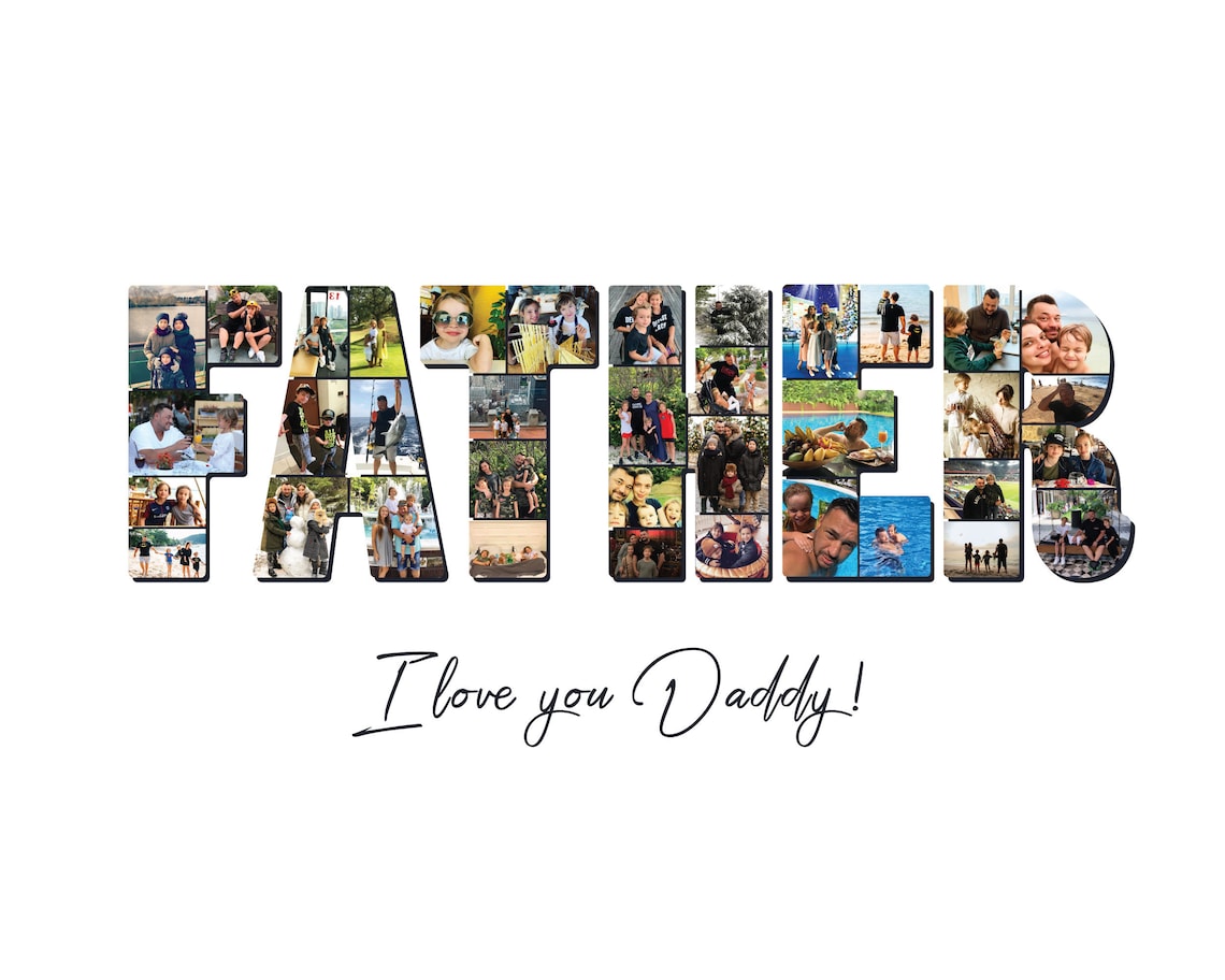 FATHER photo collage Personalised FATHER gift Digital gift | Etsy