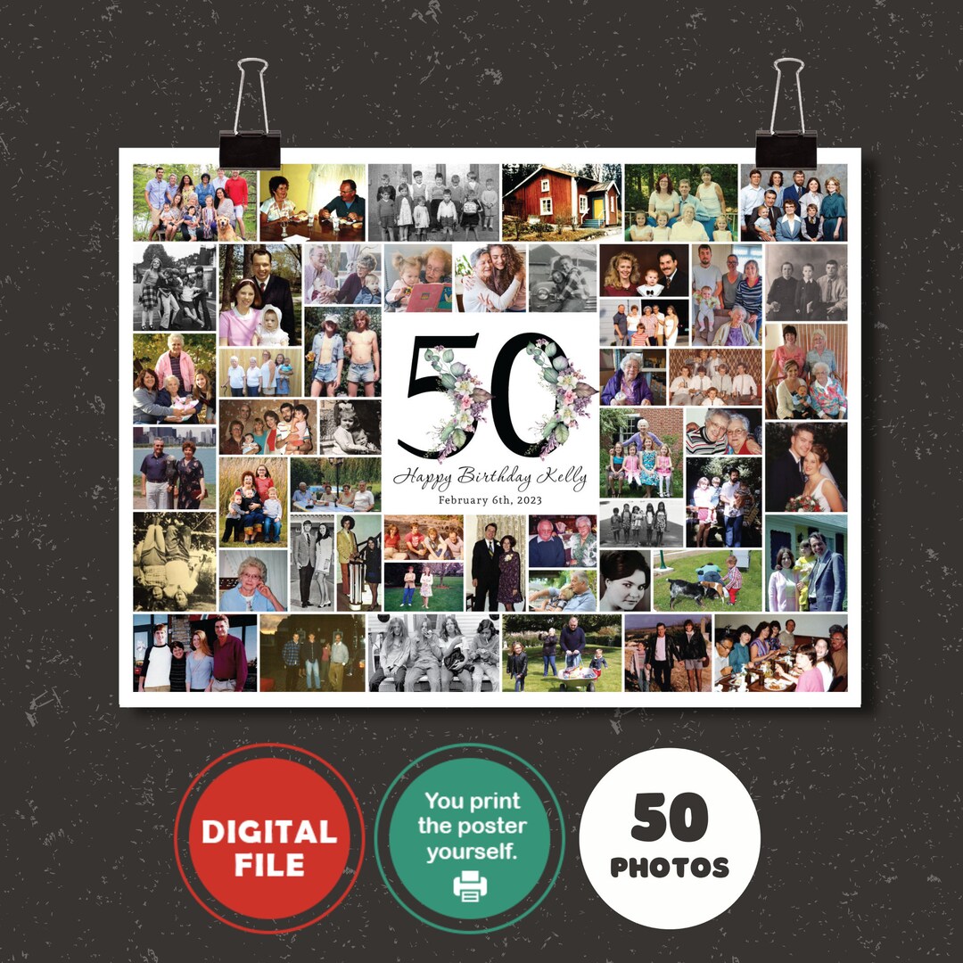 50th Birthday Photo Collage 50th Birthday Gift Gift for Dad, Gift for ...