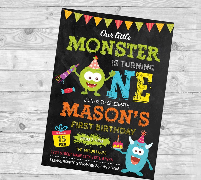 Monster First 12 Months Collage 1st Birthday Photo Poster - Etsy