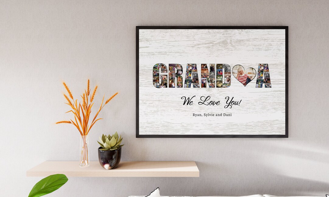 Wooden Background Grandma Photo Collage, Personalized Perfect Gift for ...