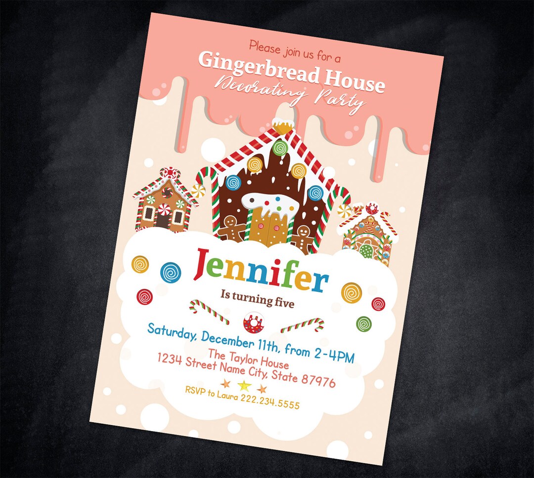 Birthday Gingerbread House Gingerbread House Decorating Invite - Etsy