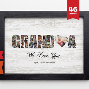 Wooden Background Grandma Photo Collage, Personalized Perfect Gift for ...