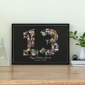 Black 13th Photo Collage, 13.geburtstag, 13th Birthday Gift ...