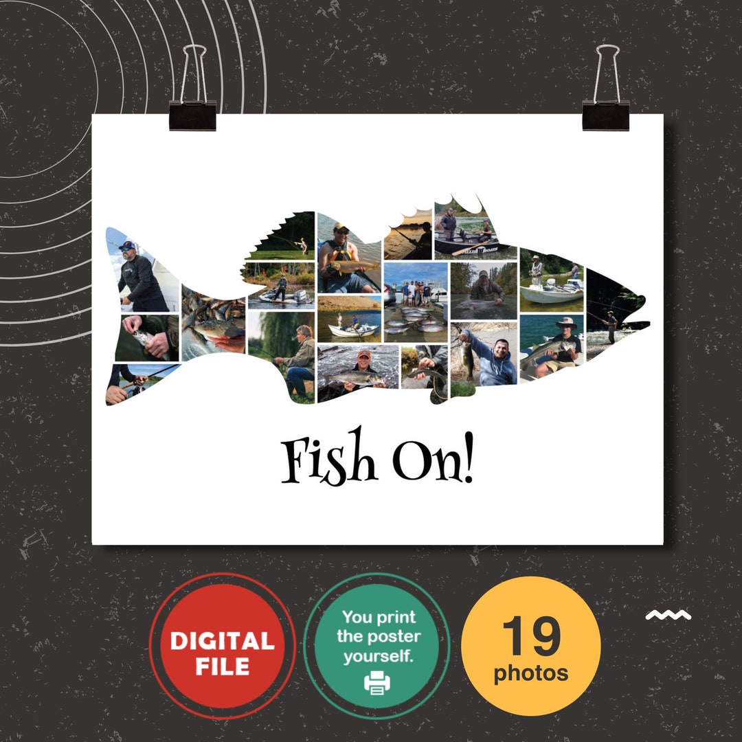 Custom Fish Photo Collage Fishing Gifts Fathers Day Fishing Fisherman ...