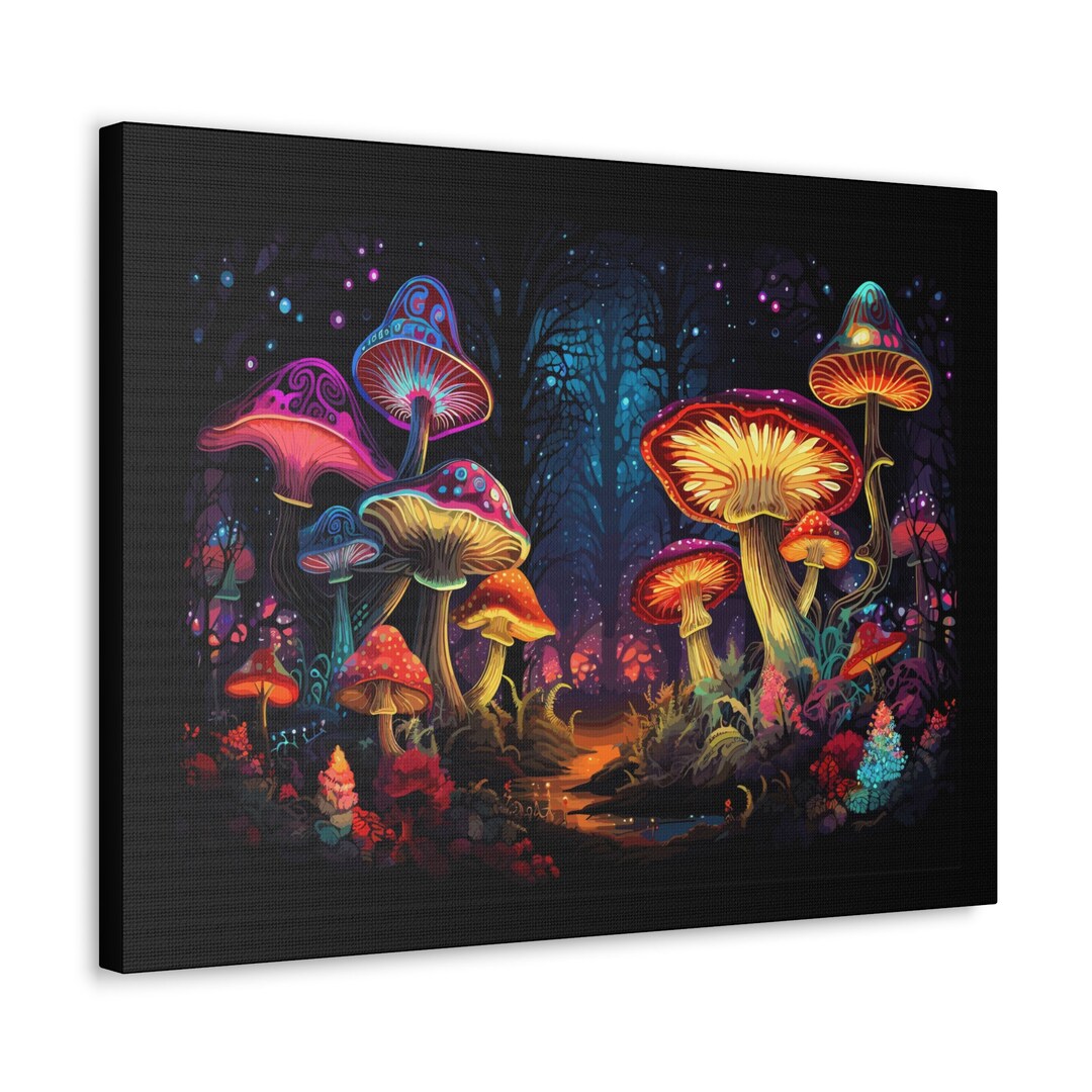 Canvas Mushroom Wall Art Botanical Art Mushroom Poster Colorful Wall ...