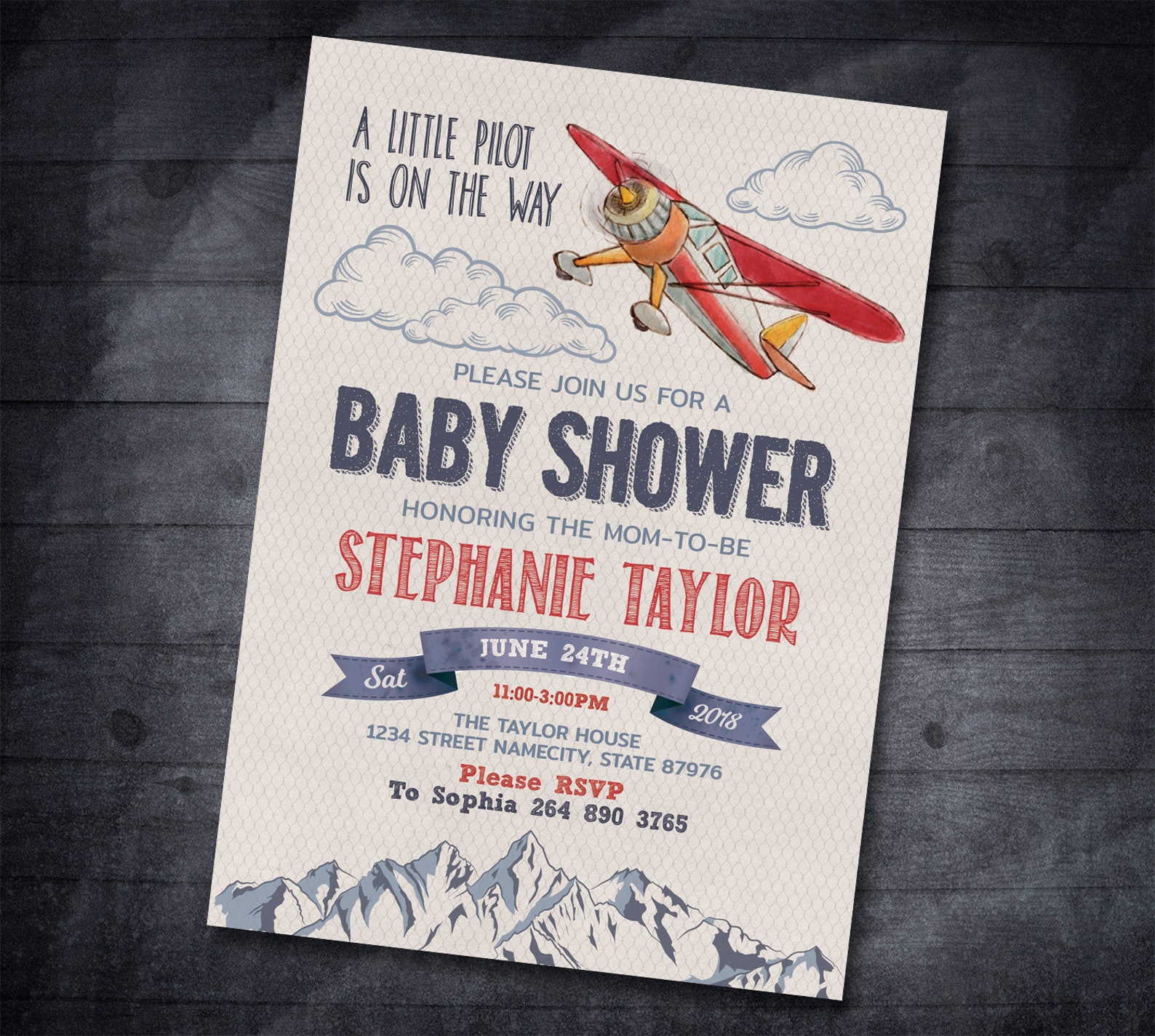 Airplane Baby Shower Invitation Vintage Airplane Baby Shower | Etsy