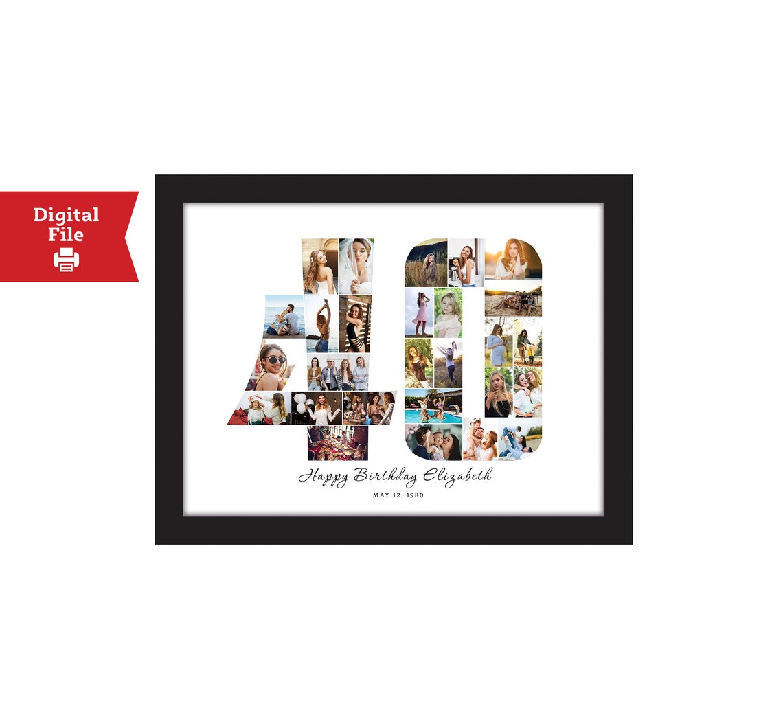 40th Birthday Photo Collage 40th Birthday Gift 40th - Etsy