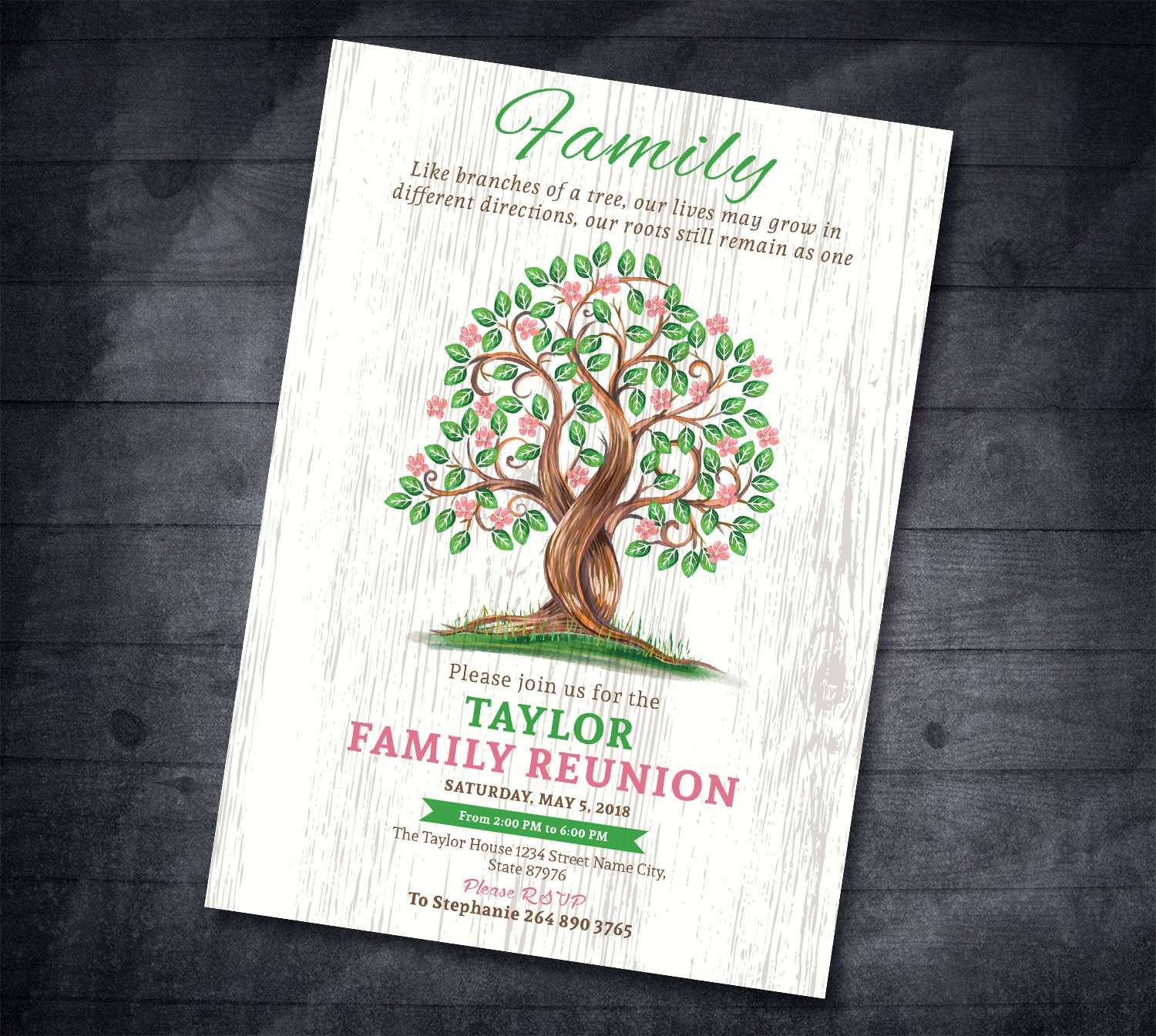 Family Reunion Invitation Family Tree Invitation Reunion - Etsy