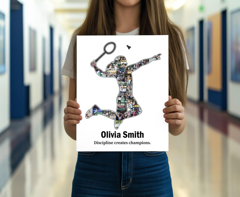 Badminton Photo Collage | Personalized Badminton Gift | Shuttlecock ...