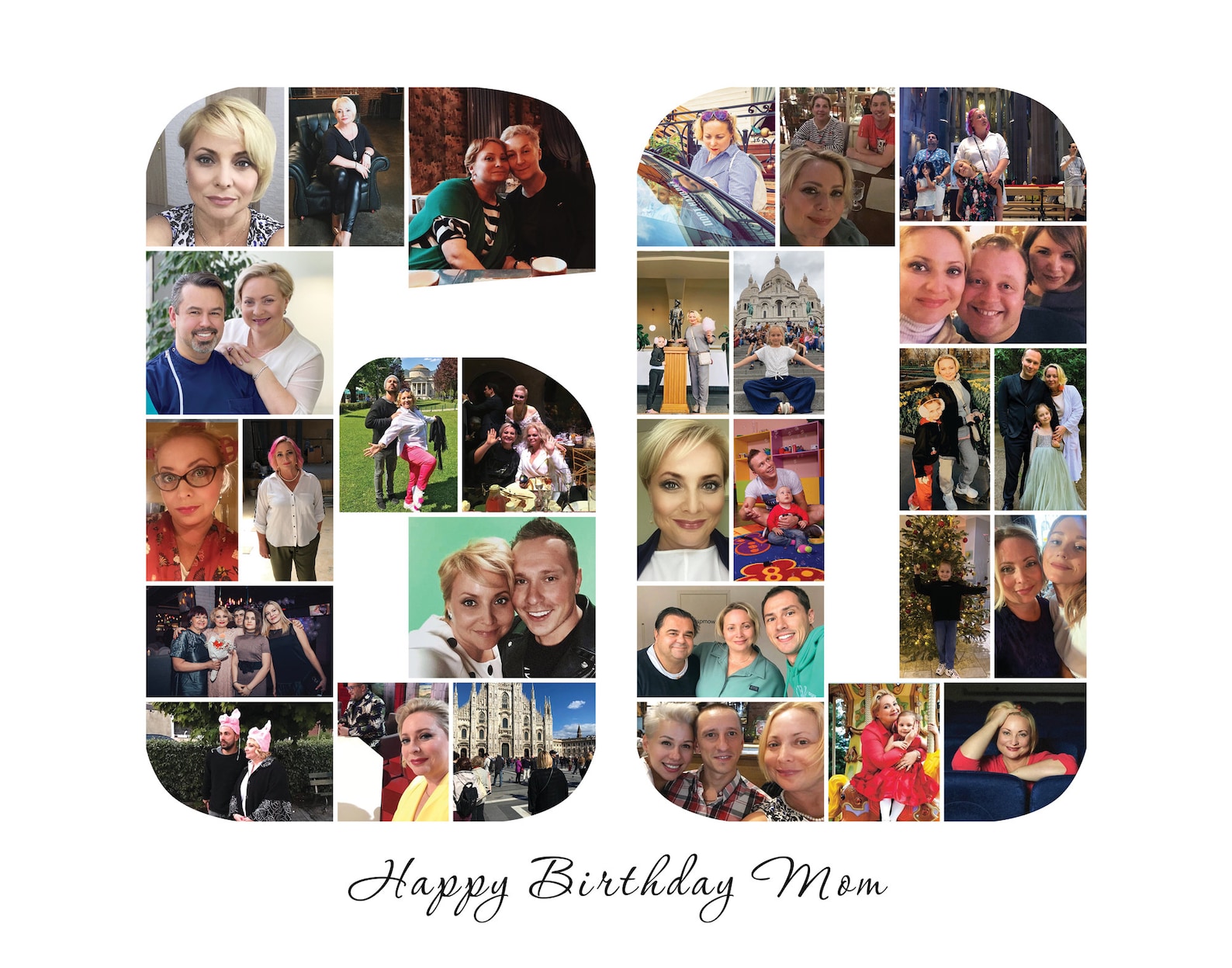 60th Birthday Photo Collage, 60th Birthday Gift, 60th Anniversary Gift ...