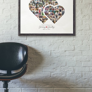 Double Heart Photo Collage, Gift for Boyfriend, Custom Photo Gifts ...