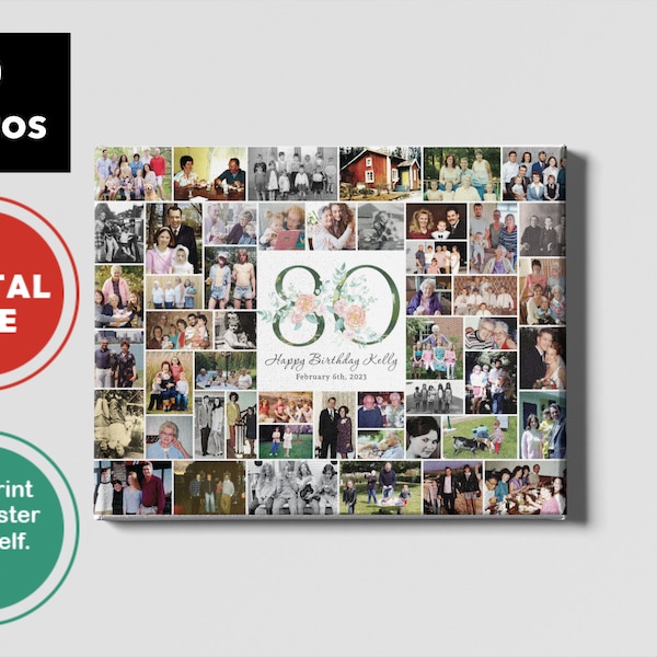 80th Birthday Photo Collage - Etsy