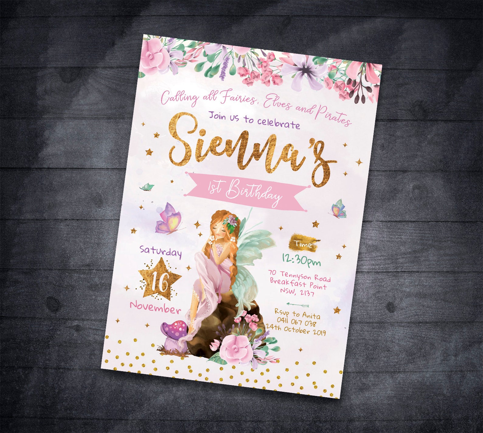 Fairy Birthday Invitation Magical Fairy Floral Fairy Invite - Etsy