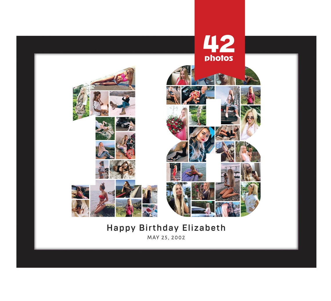 18th Birthday Photo Collage 18th Birthday Gift 18th Photo | Etsy