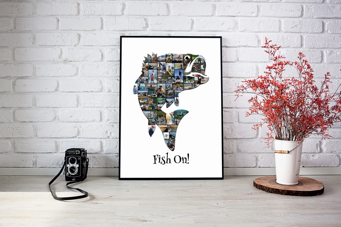 Custom Fish Photo Collage Bass Fish Photo Collage Fishing - Etsy