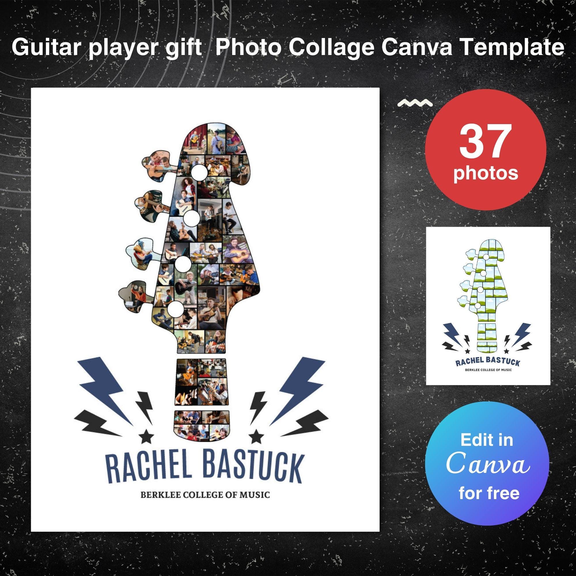 CUSTOM CANVAS Guitar Player Gift Photo Collage Guitar Gifts Guitarist ...