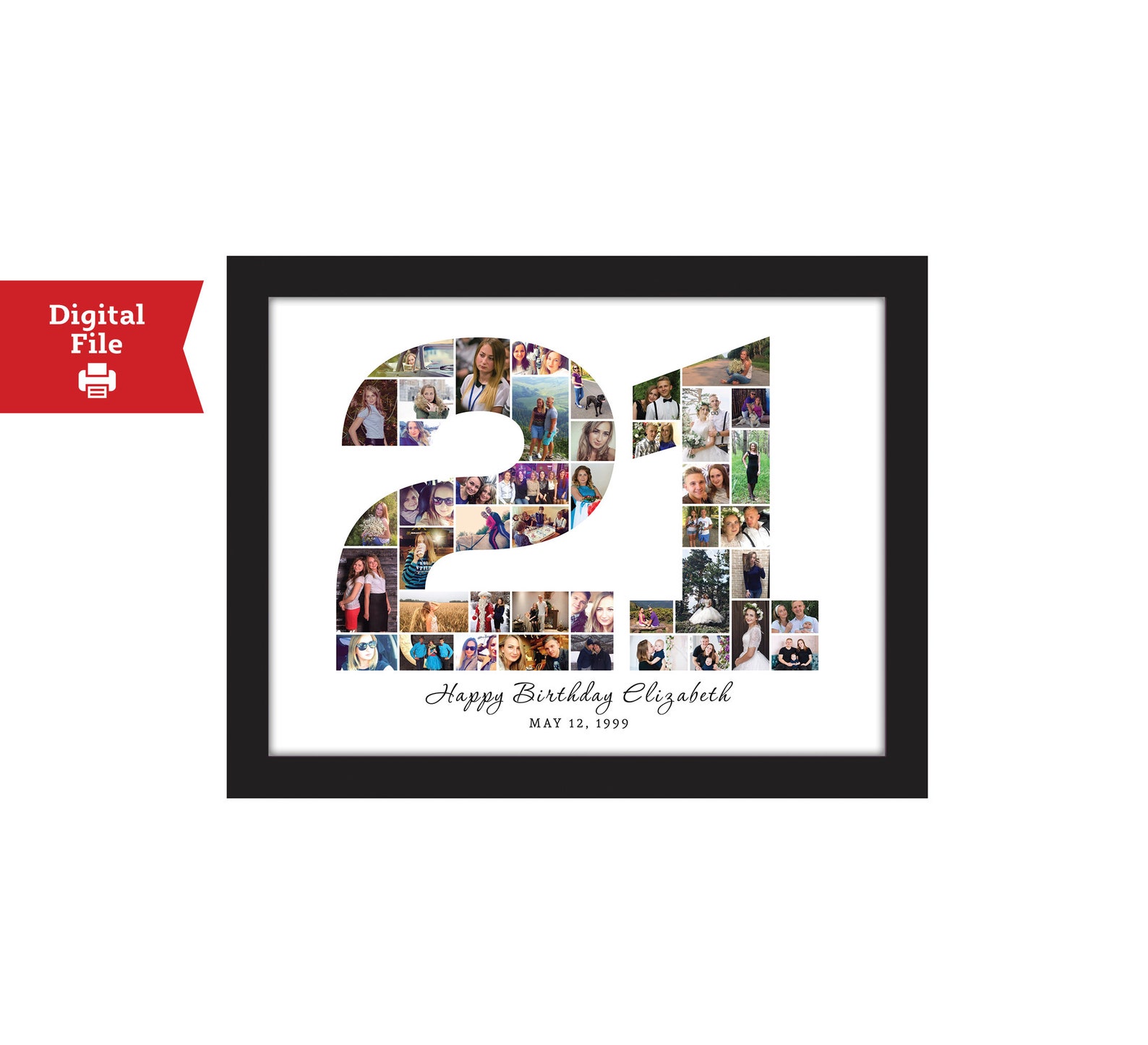 21th Birthday Photo Collage 21th Birthday Gift 21th - Etsy